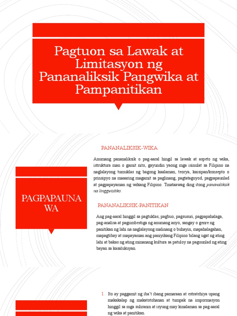 Pagtuon Sa Lawak at Limitasyon NG Pananaliksik Pangwika | PDF
