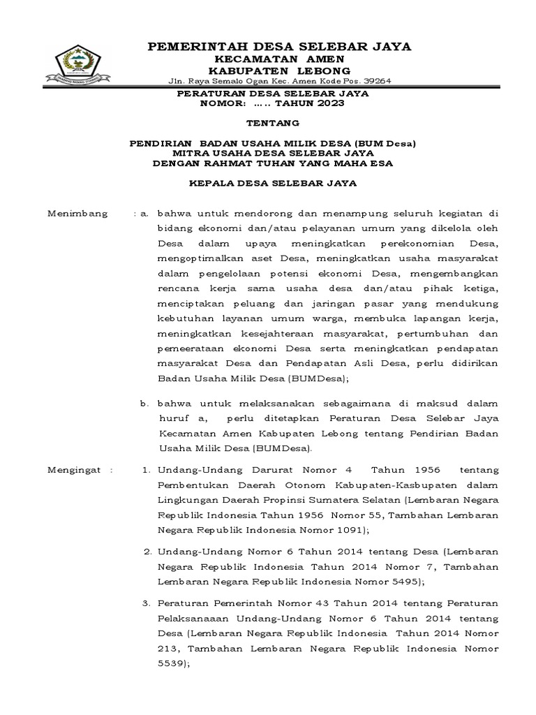 1.perdes BUMDesa | PDF