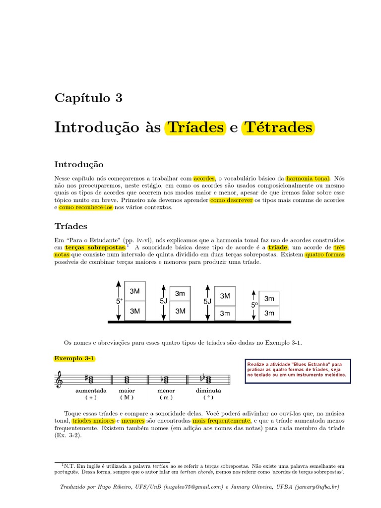 Acordes Triades e Tétrades | PDF | Acorde (música) | Elementos da música