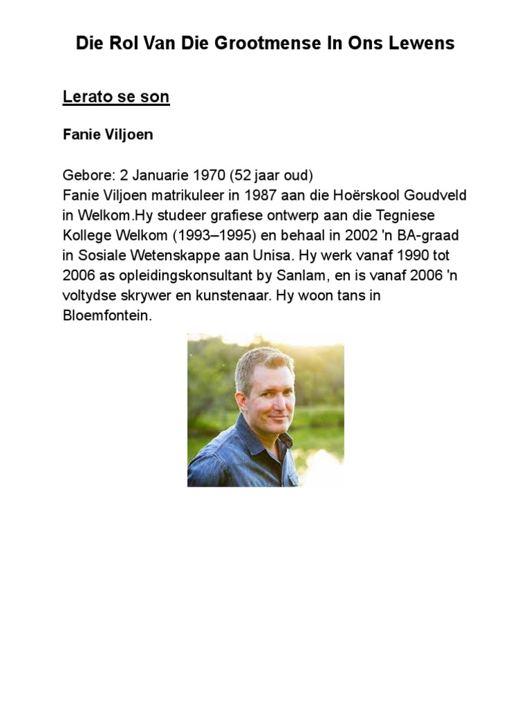 Die Rol Van Die Grootmense in Ons Lewens | PDF