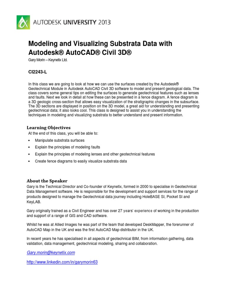Modeling and Visualizing Substrata Data With CIVIL 3D | PDF | Auto Cad | 3 D Computer Graphics