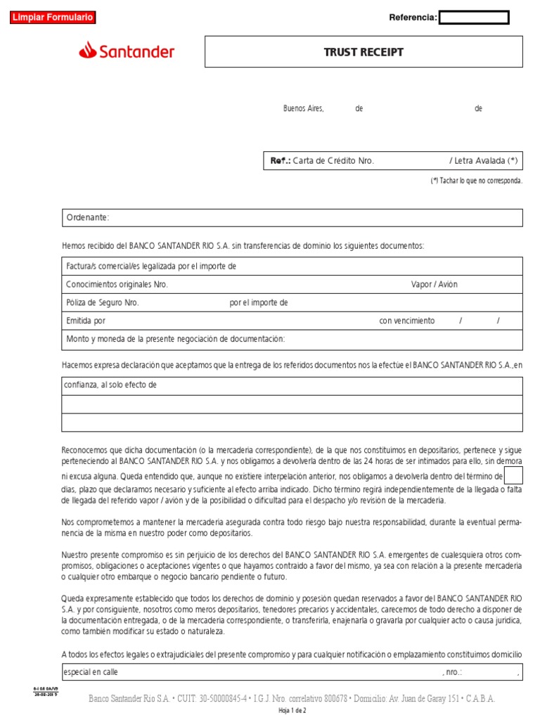 trust receipt banco santander | PDF | Bancos