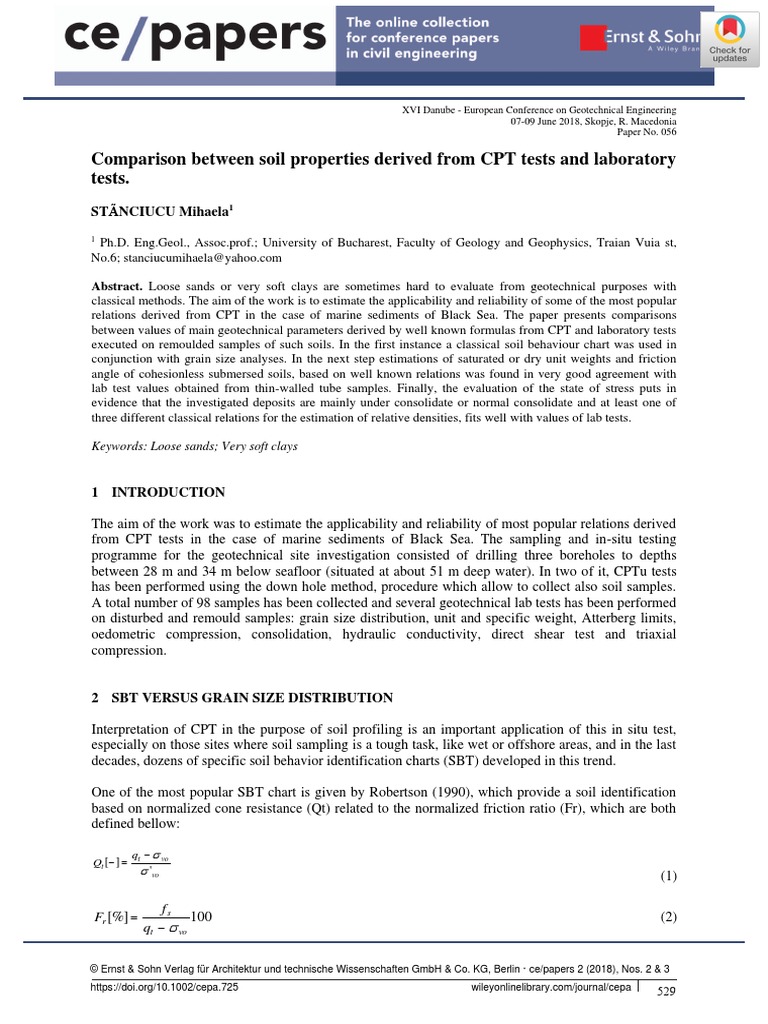 Comparison Between Soil Properties Derived From CPT Tests and ...