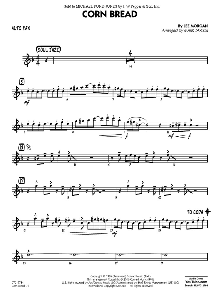 Corn Bread Alto Sax PDF | PDF