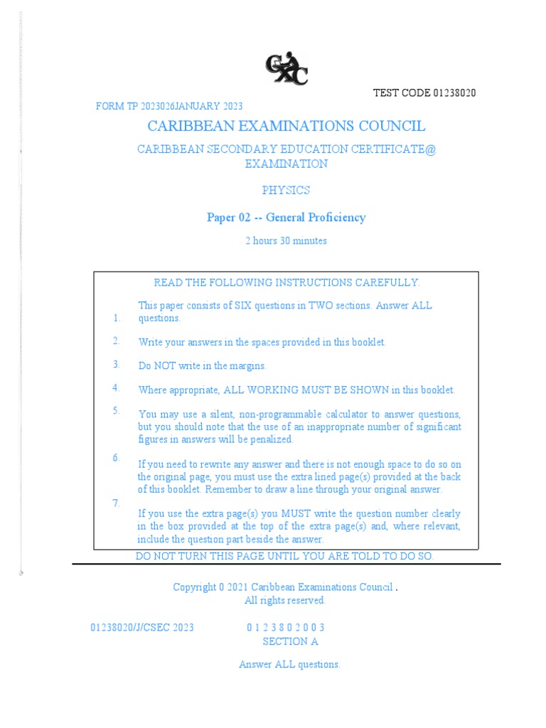 JANUARY-2023-PHYSICS P2 (Blue) | PDF | Radioactive Decay | Atoms
