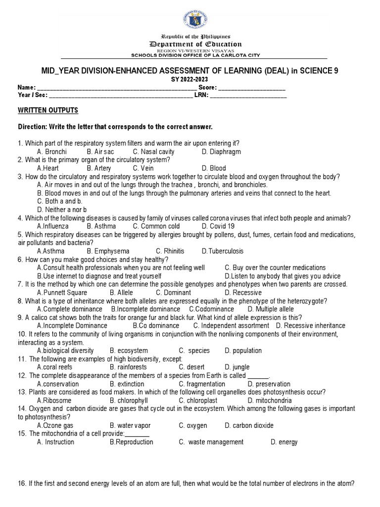 Mid Year Deal 2022 2023 Science 9 PDF | Download Free PDF | Chemical ...