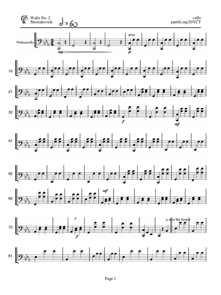 Waltz 2 - Cello | PDF