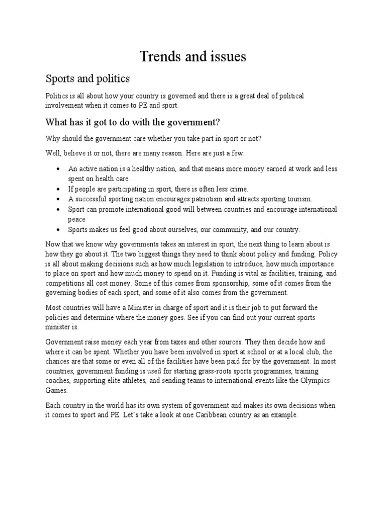 Pe Notes-Trends & Social Issues | PDF | Sports