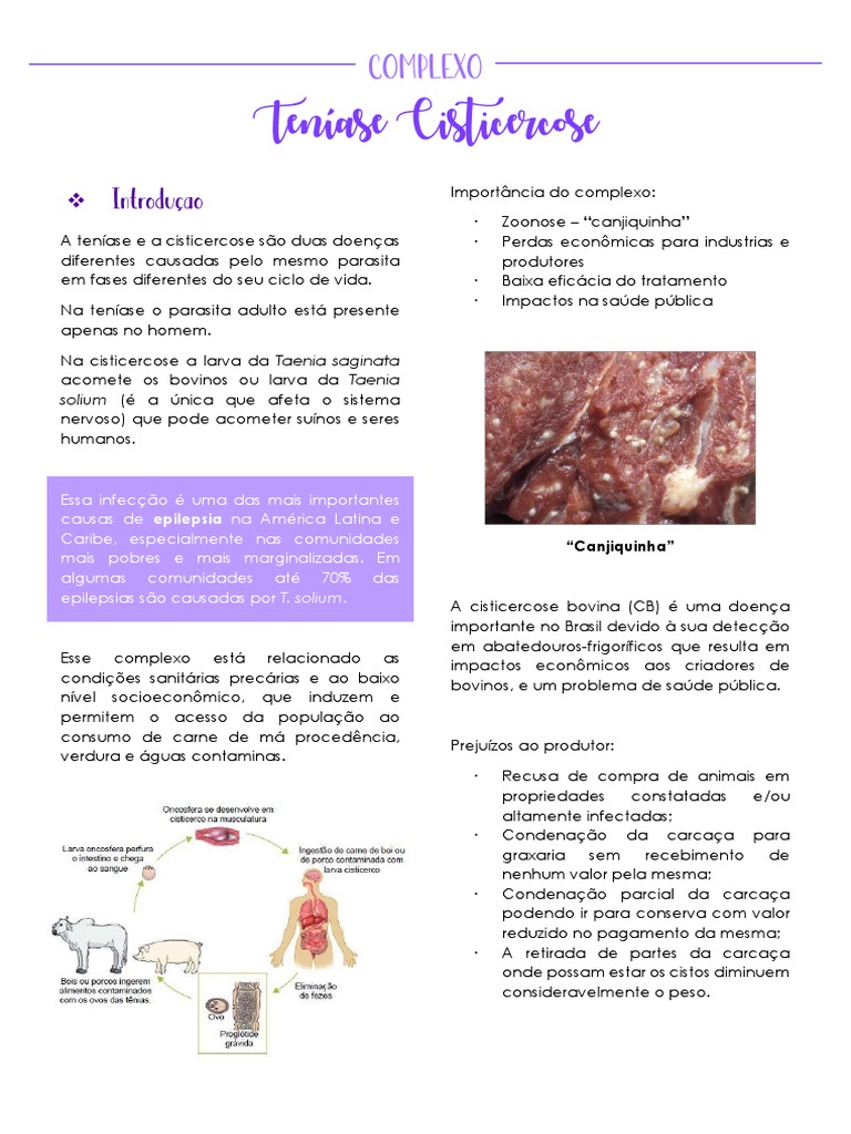 Complexo Teníase Cisticercose | PDF | Imunologia | Especialidades médicas