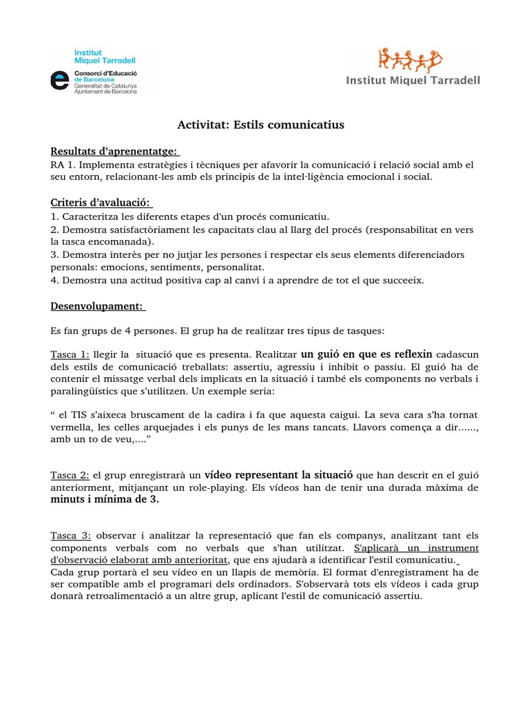 Activitat Estils Comunicatius | PDF