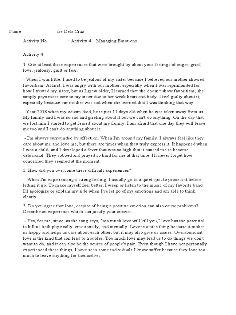 Managing Emotions | PDF | Jealousy | Anger