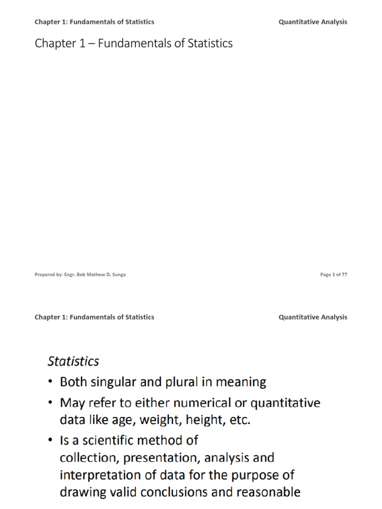 Chapter 1 - Fundamentals of Statistics PDF | PDF | Decision Making ...