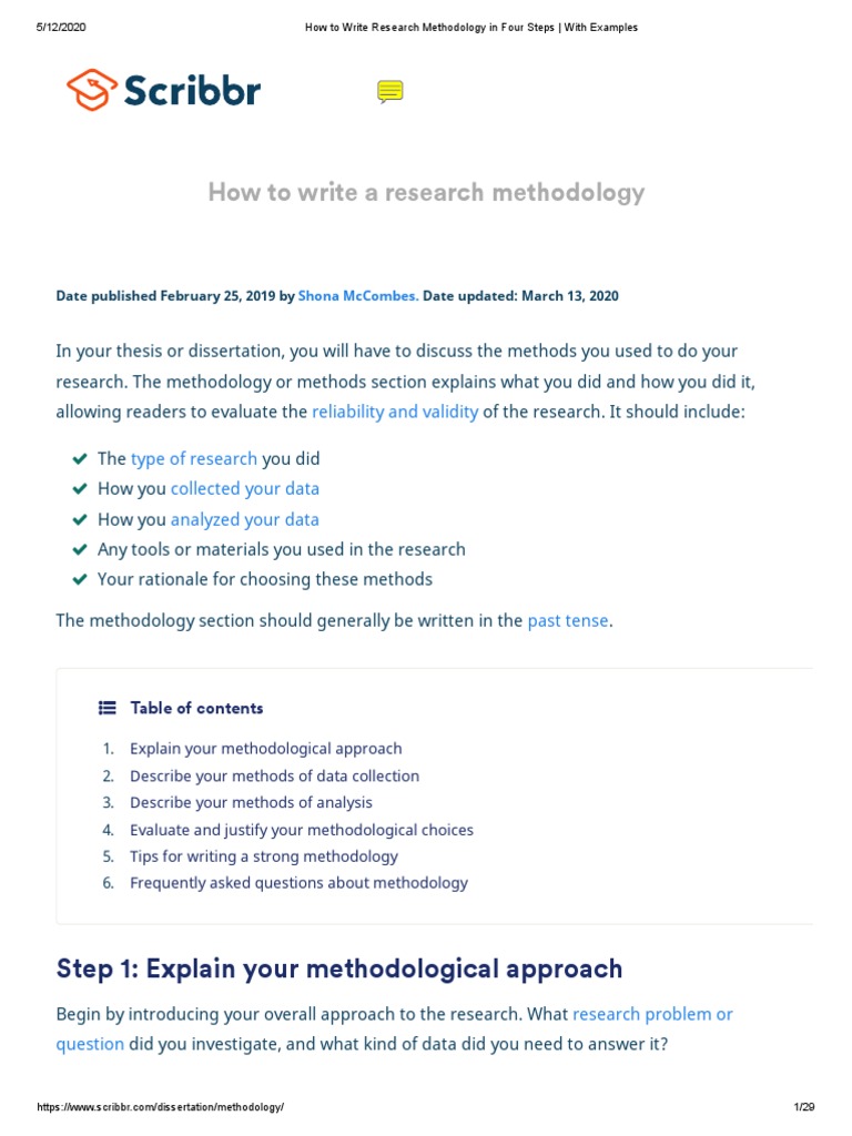 How To Write Research Methodology in Four Steps - With Examples | PDF ...