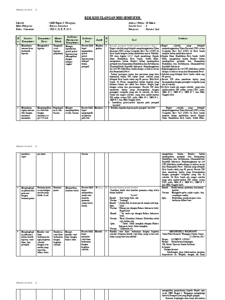 Kisi-Kisi Bindo Mid Rostin's | PDF