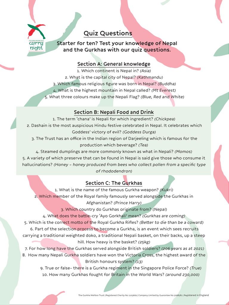 Quiz Questions Pdf Download Free Pdf Nepal