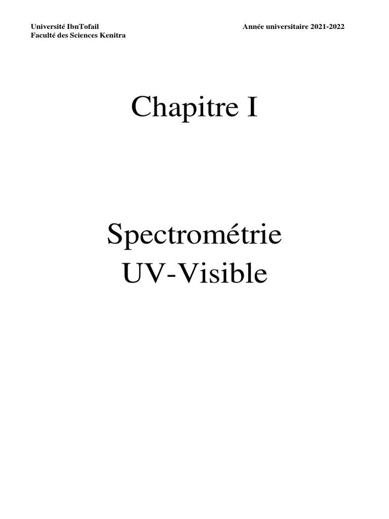 Spectrométrie UV-Visible : Méthodes et Applications | PDF | L'absorbance | Orbitale moléculaire