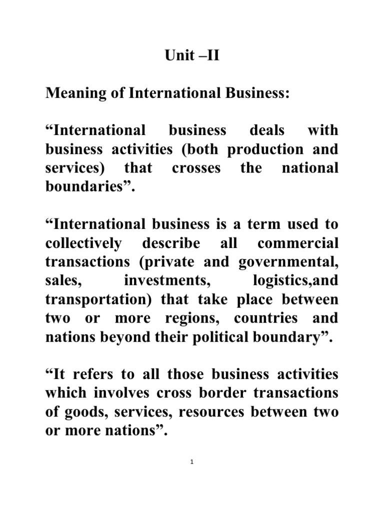 Meaning of International Business | PDF | International Business ...