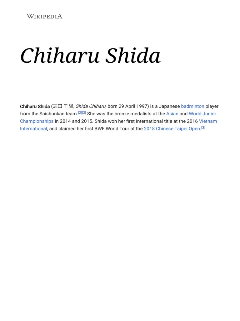 Chiharu Shida: Badminton Profile and Achievements | PDF | Sports ...