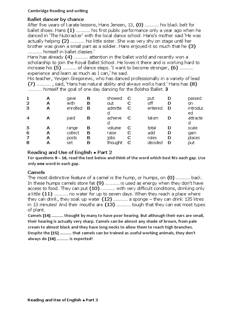 Cambridge Reading and Writing | PDF | Camel | Dances