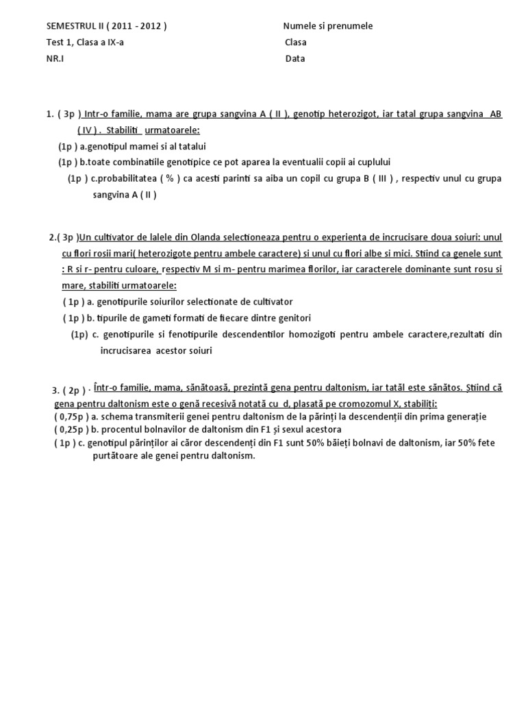 Test 1 Mendel, Morgan, Determinism | PDF