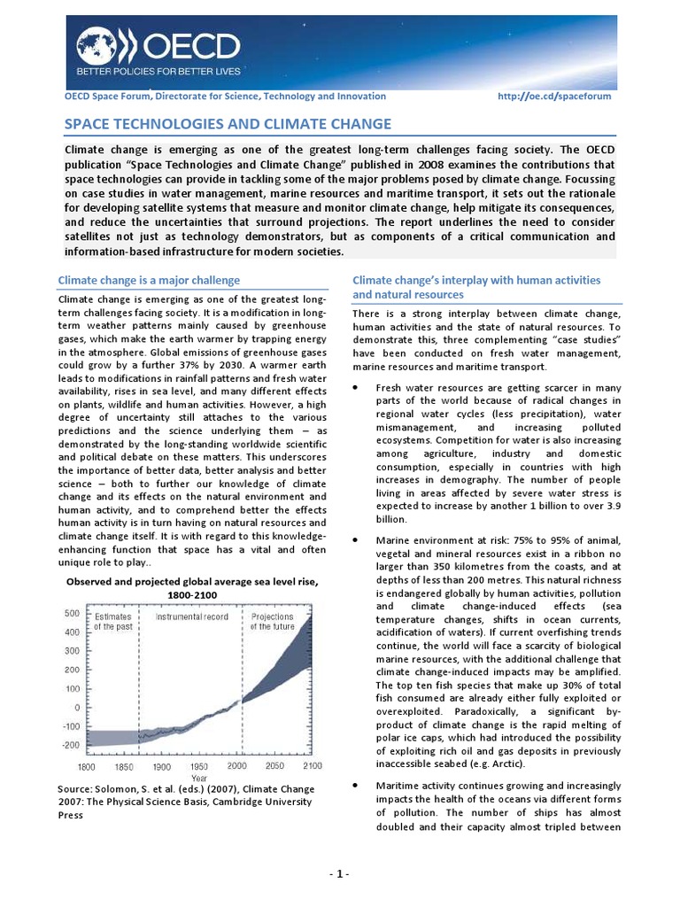 Space Technologies and Climate Change | PDF | Climate Change | Human ...