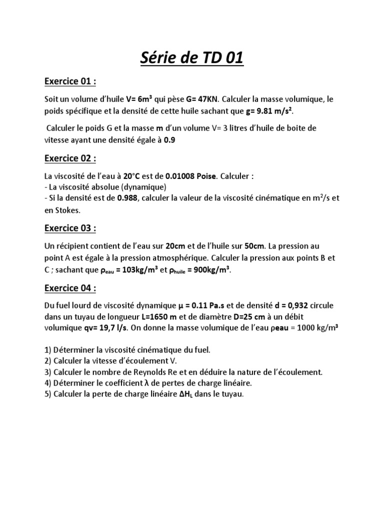 Série de TD 01 | PDF