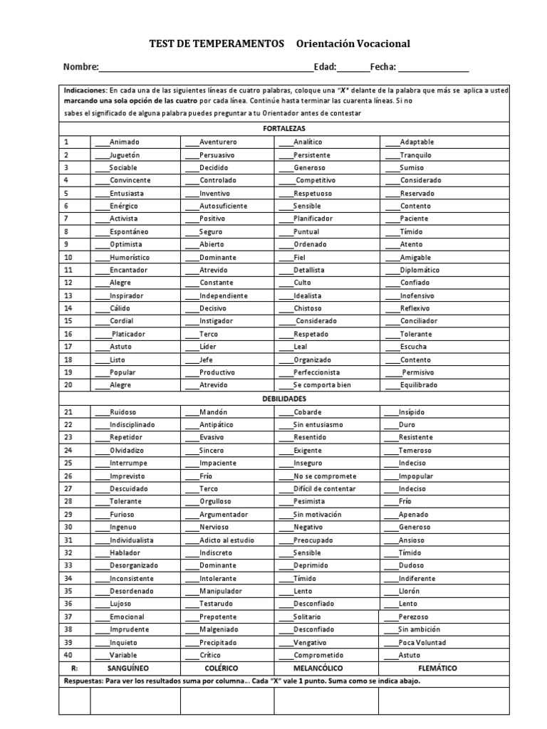 Test Temperamento | PDF