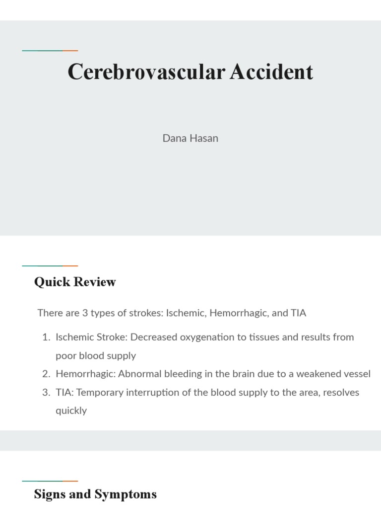 Cerebrovascular Accident Presentation | PDF | Stroke | Balance (Ability)
