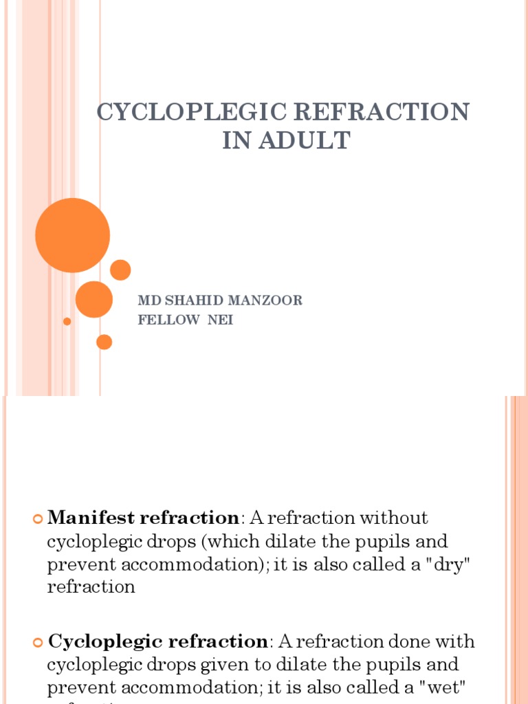 Cycloplegic Refraction in Adult | PDF | Vision | Human Eye