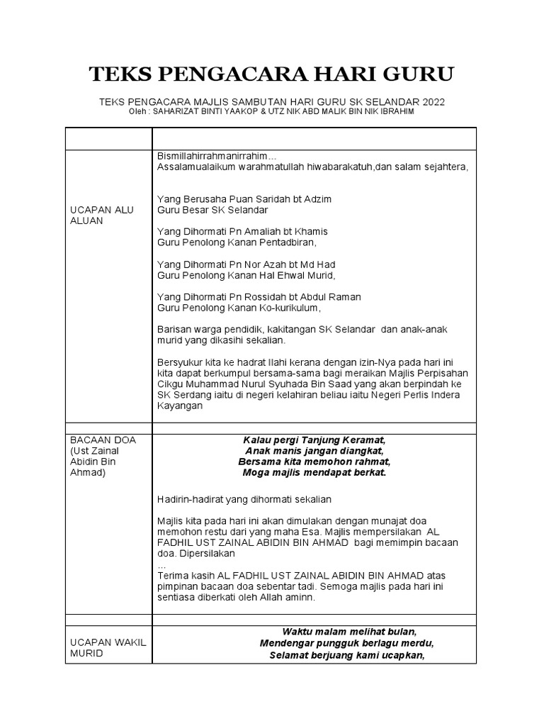 Teks Pengacara Hari Guru | PDF