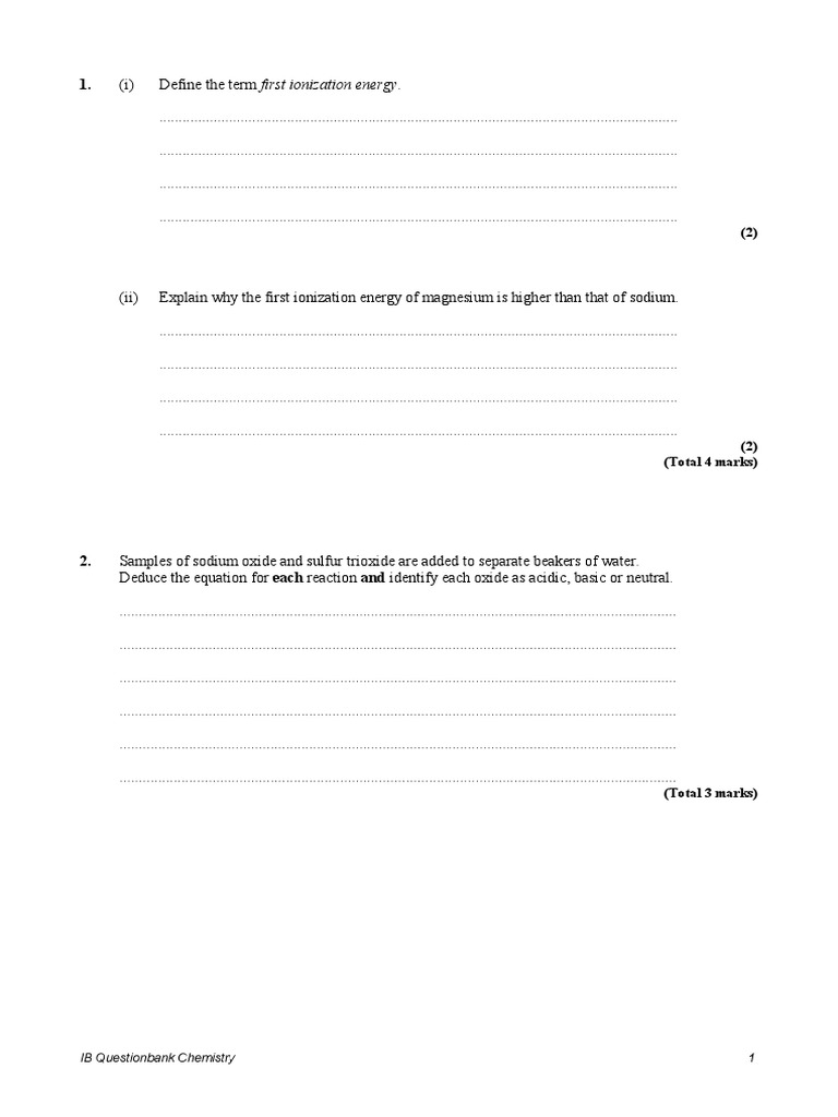 IBDP Chemistry Bonding Questions | PDF