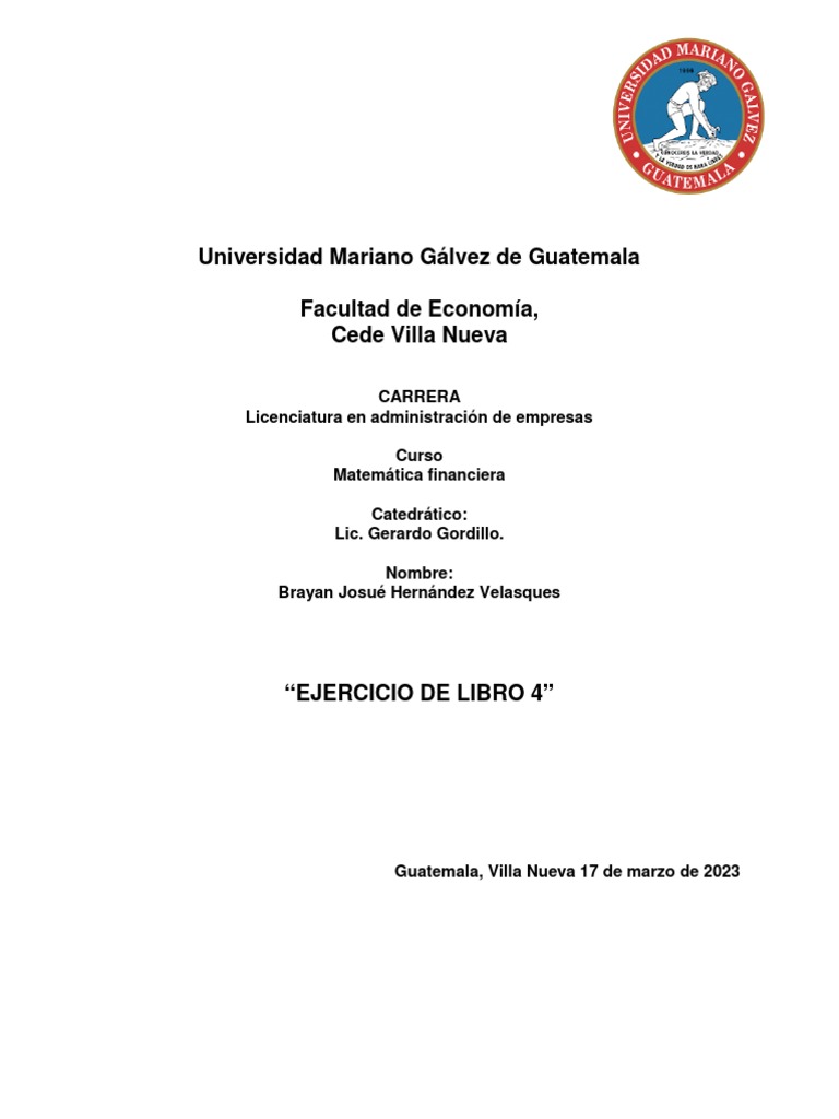 Ejercicio 4 Mate Financiera | PDF