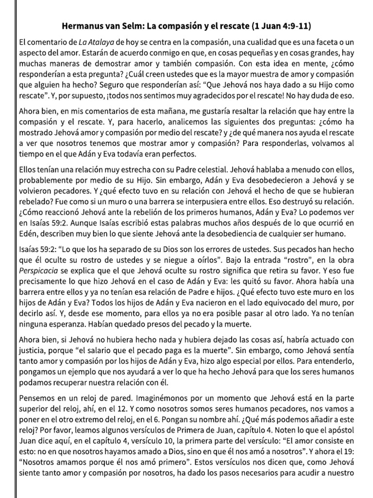 Hermanus Van Selm - La Compasión y El Rescate PDF | PDF