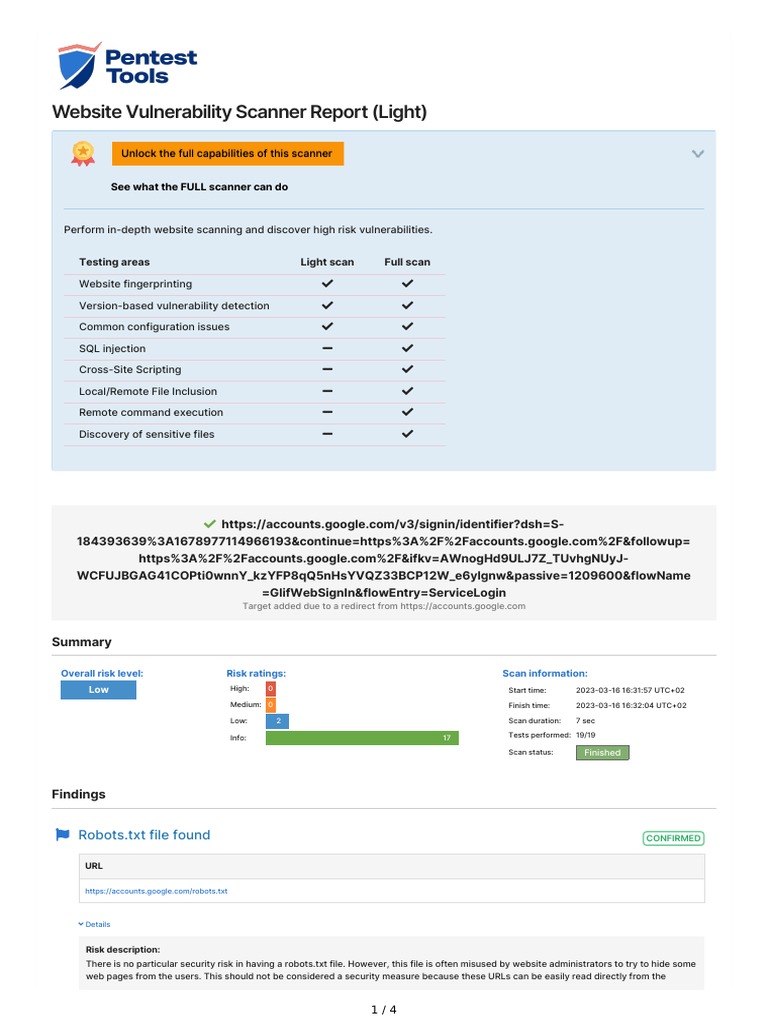 PentestTools WebsiteScanner Report | PDF | Hypertext Transfer Protocol ...