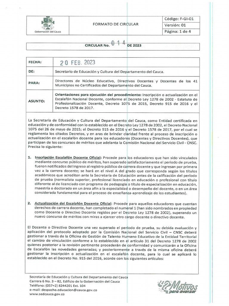 CIRCULAR No. 014 DE 2023 | PDF