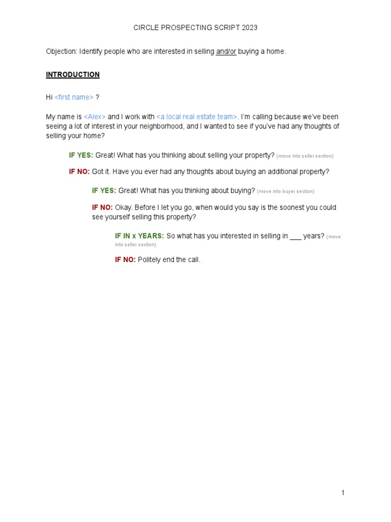 Circle Prospecting Script 2023 | PDF | Sales | Business