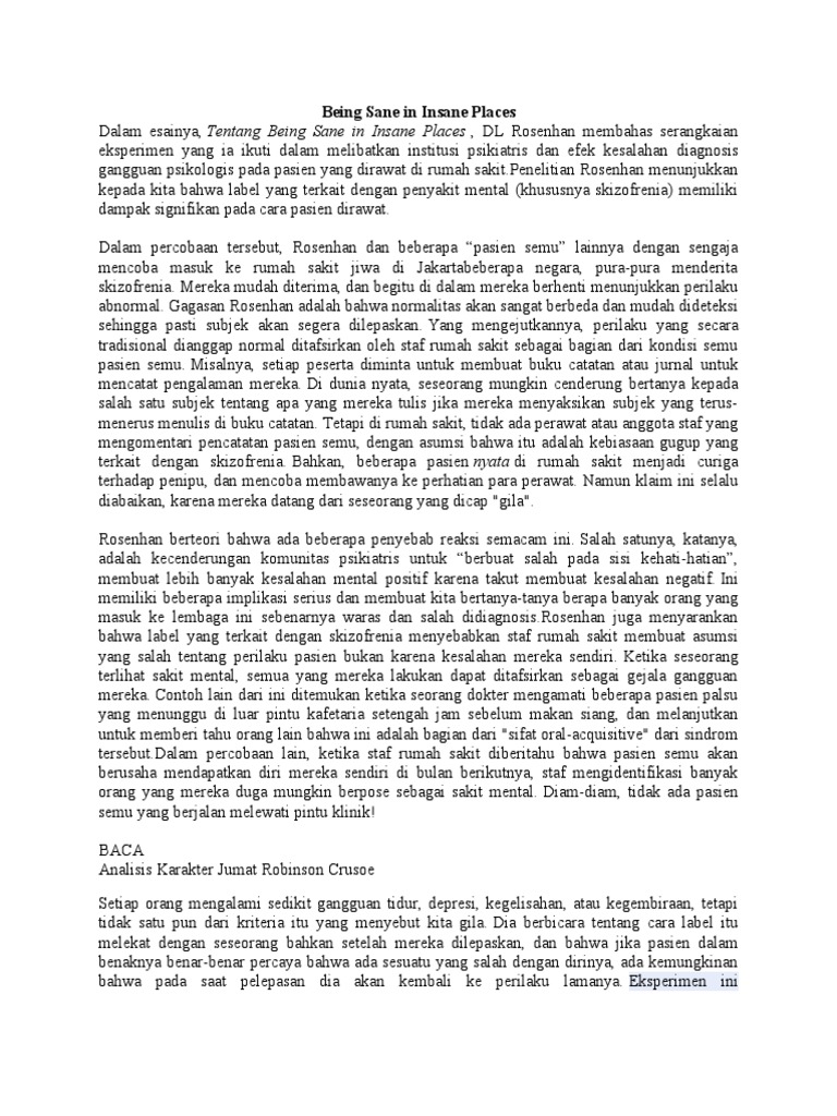 Being Sane in Insane Places | PDF