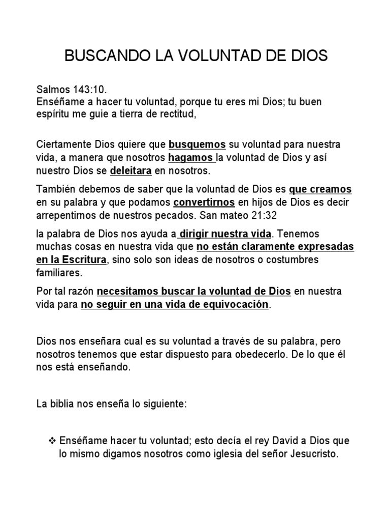 Buscando La Voluntad de Dios: en La Escritura, Sino Solo Son Ideas de Nosotros o Costumbres | PDF
