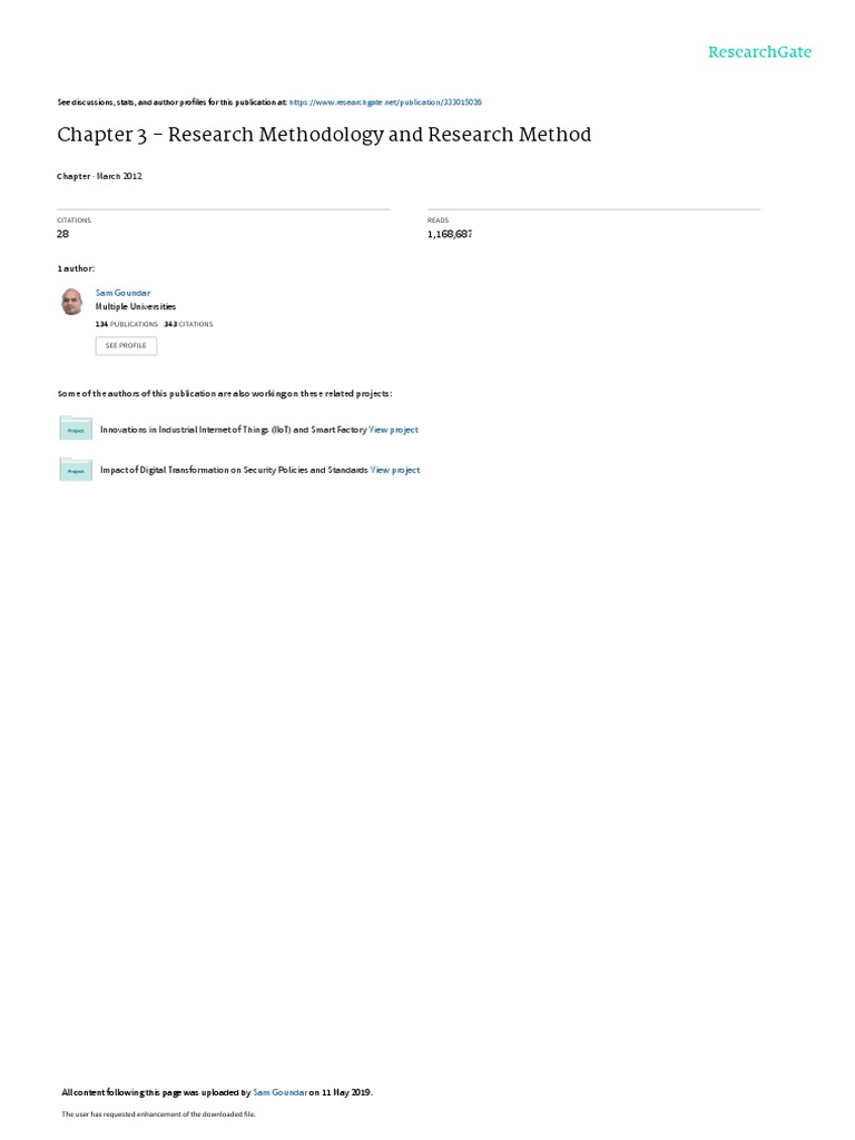 Chapter 3 - Research Methodology and Research Method: March 2012 | PDF ...