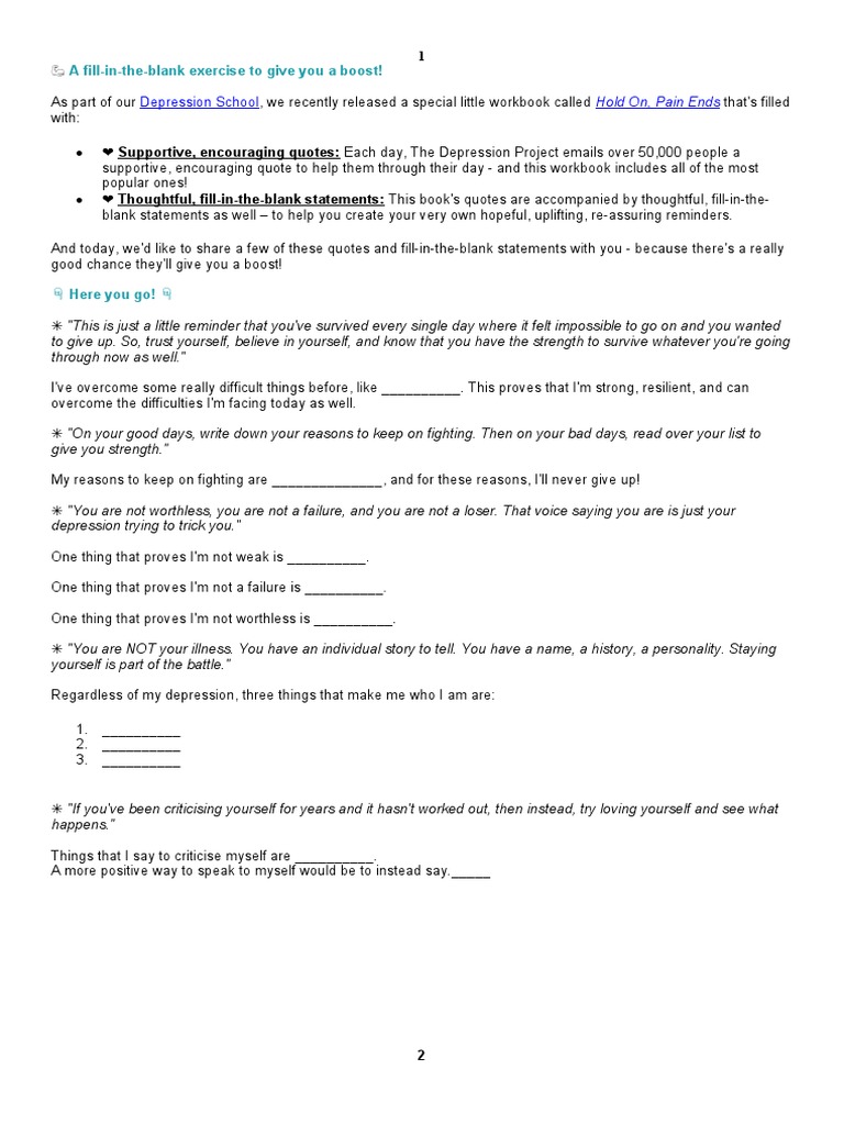 The Real Depression Project (ESTRATEGIAS) | PDF | Self Esteem | Feeling