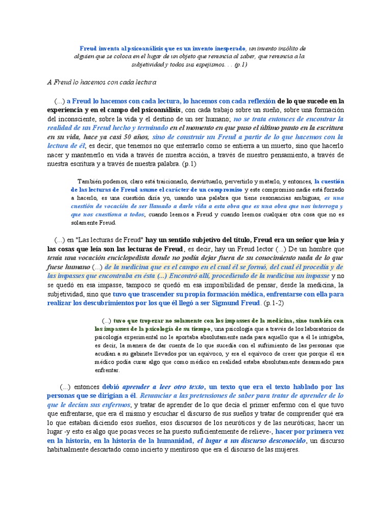 Las Lecturas de Freud Néstor A. Braunstein | PDF | Psicoanálisis | Mente inconsciente