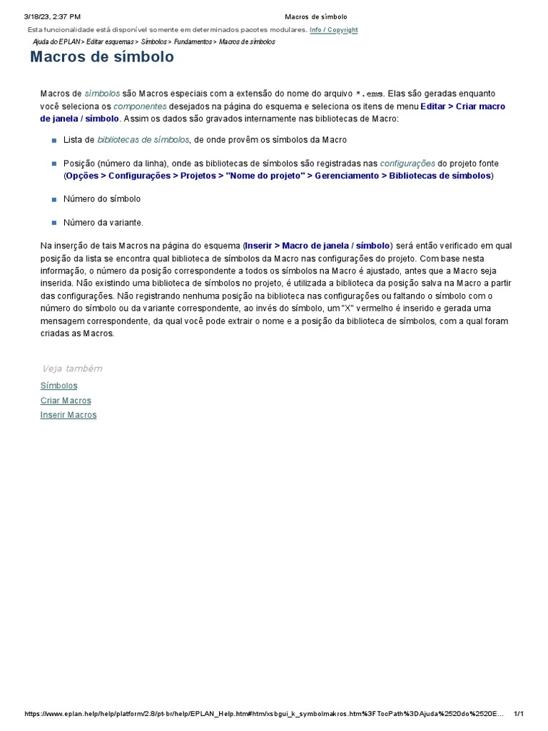 Macros de Símbolo no EPLAN: Guia Essencial | PDF