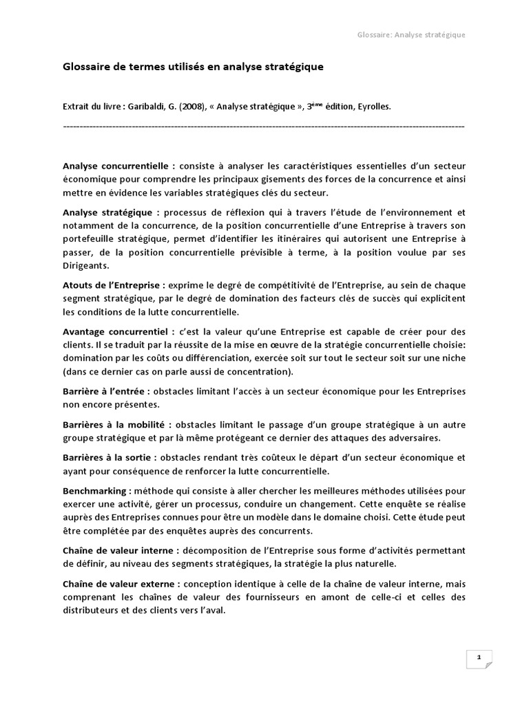 Analyse Stratégique | PDF | Gestion stratégique | Business