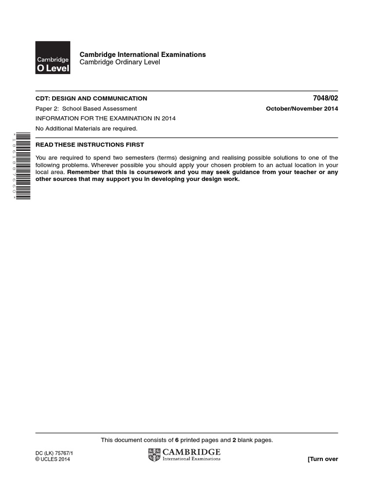 Cambridge Ordinary Level | PDF | Design | Specification (Technical Standard)