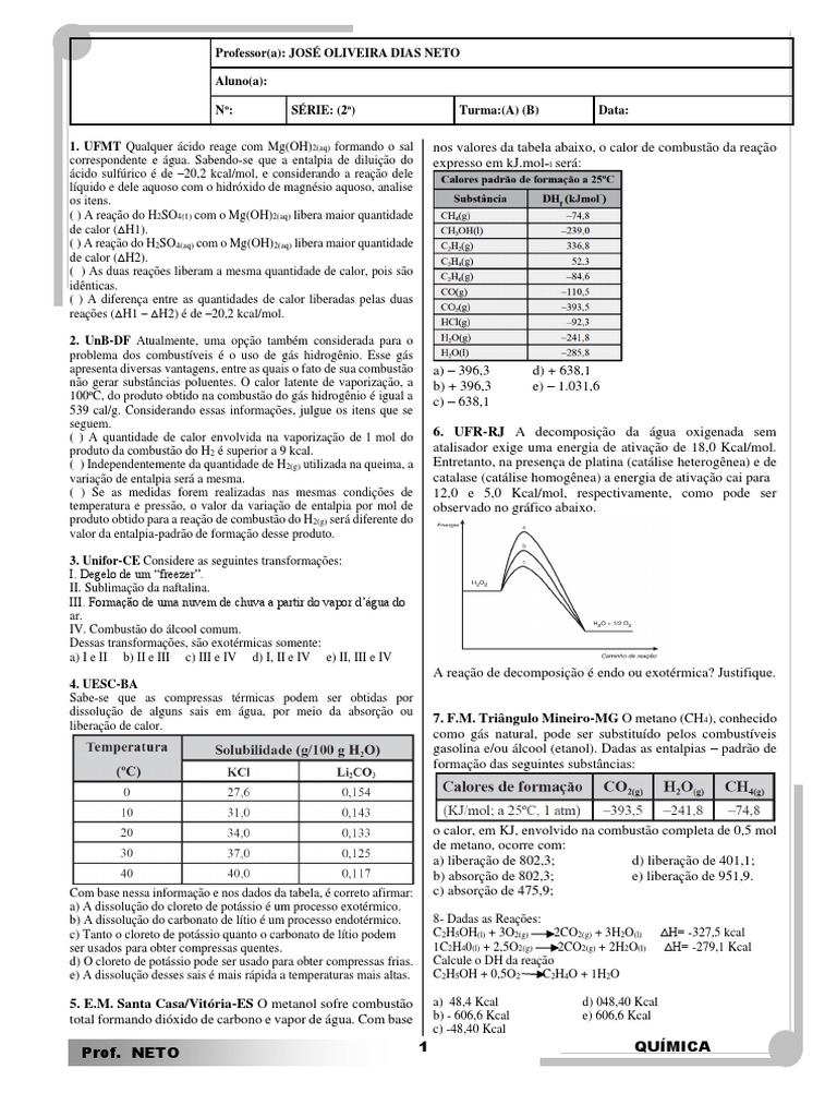 Termoquimica | PDF | Combustão | Entalpia