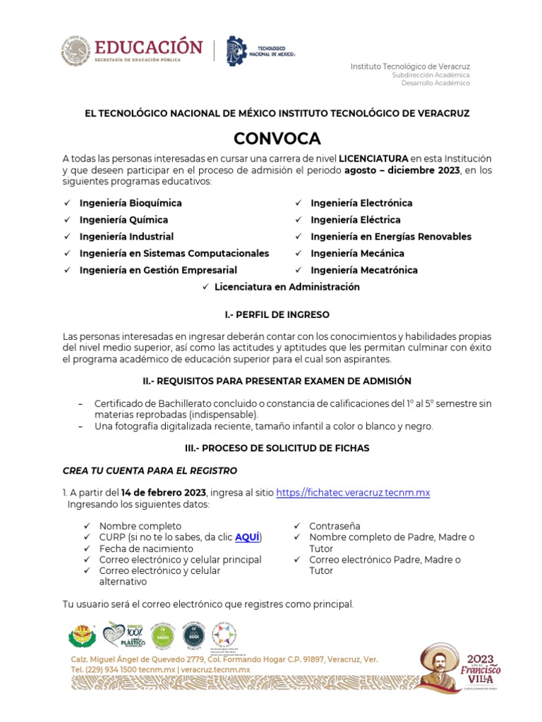 013 Convocatoria Ficha Nuevo Ingreso AGO23-DIC23 (Extensión) PDF | PDF | Informática