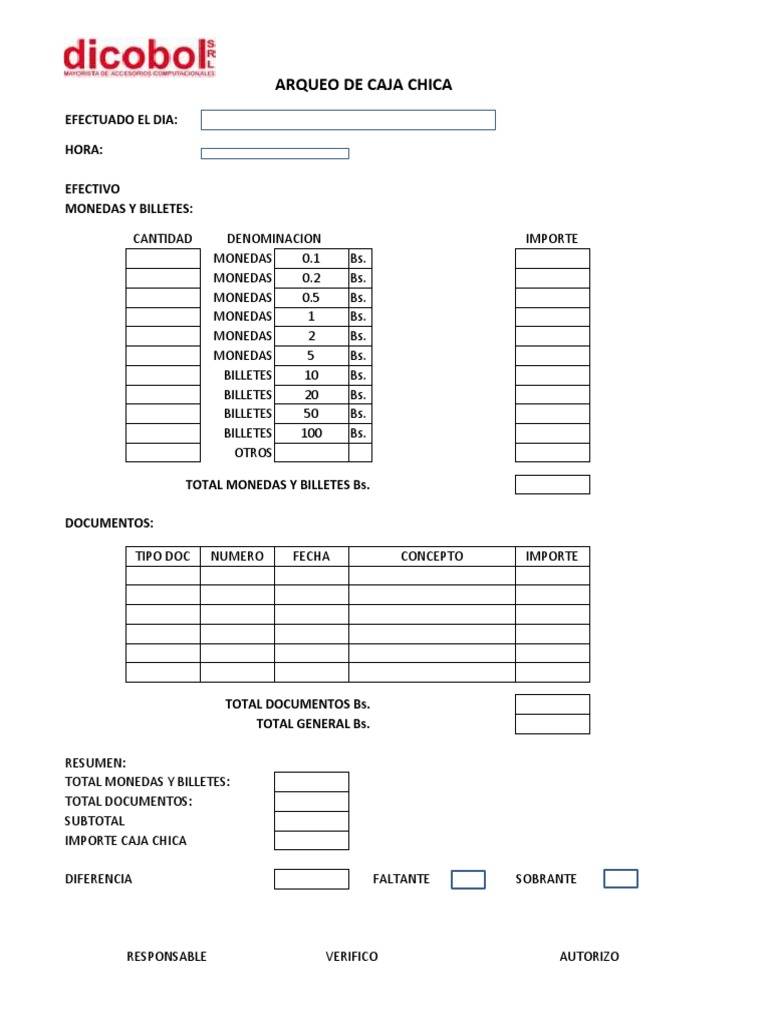 Arqueo de Caja Chica | PDF Arqueo de Caja Chica | PDF