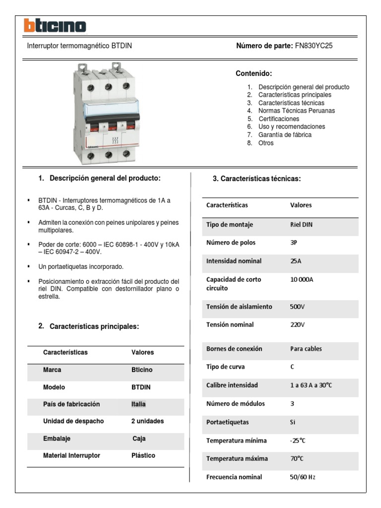 Interruptor Termomagnetico 3x25a | Descargar gratis PDF | Uso eficiente de energía | Ingenieria ...