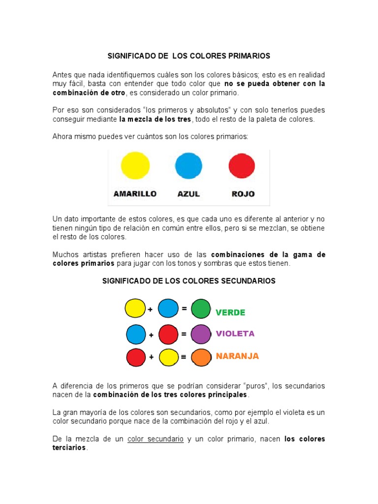 Colores Primarios y sus Combinaciones | PDF | Arte