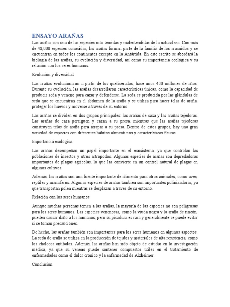 Ficha Informativa sobre Arañas para Niños | PDF | Araña | Depredación